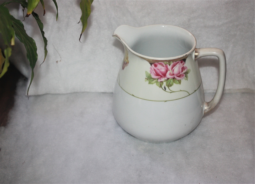 Vintage Lovely Bavarian Pitcher Porcelain White With Roses - Etsy