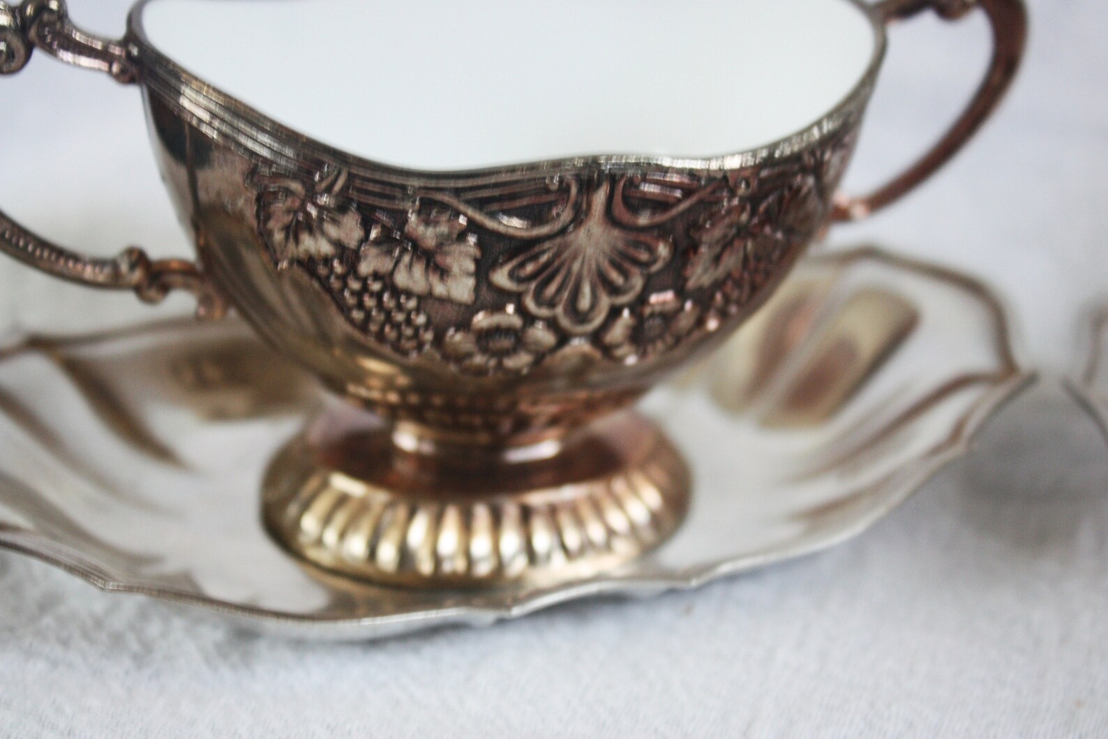 Vintage Japan Creamer and Sugar Silverplate on Copper | Etsy