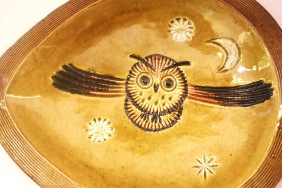 Vintage Poppy Trail Pottery Owl Dish - Gem