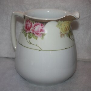 Vintage Lovely Bavarian Pitcher Porcelain White With Roses - Etsy