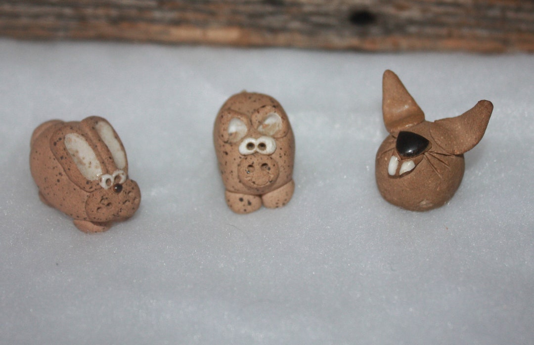 Vintage Set of Three Carved Stone Critters - Etsy