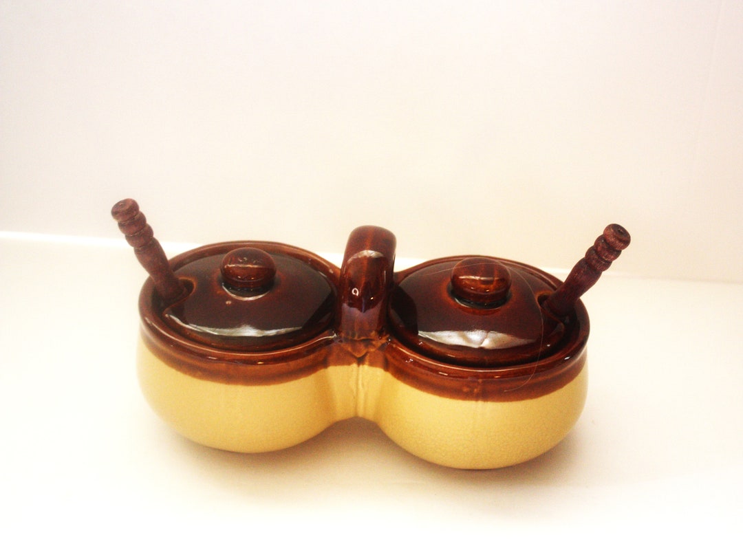 Vintage Condiment Set With Lids and Spoons - Etsy