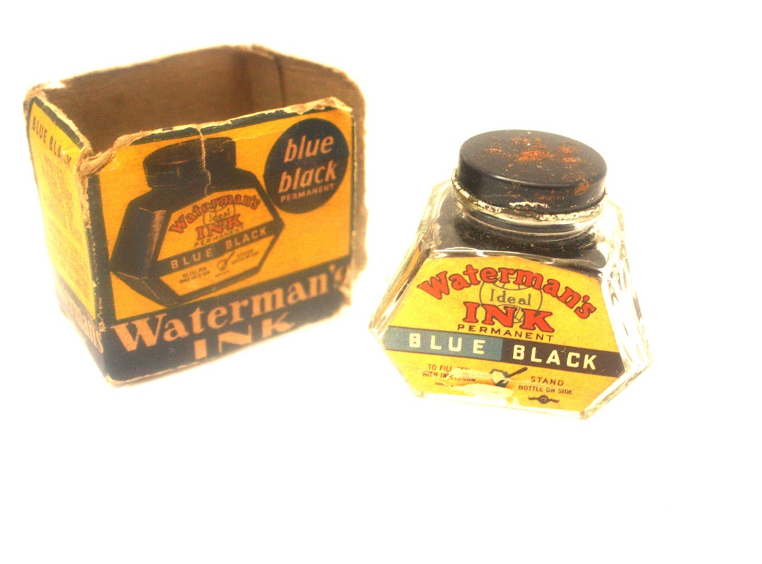 Vintage Waterman's 2 Oz Blue Black Ink Bottle - Etsy