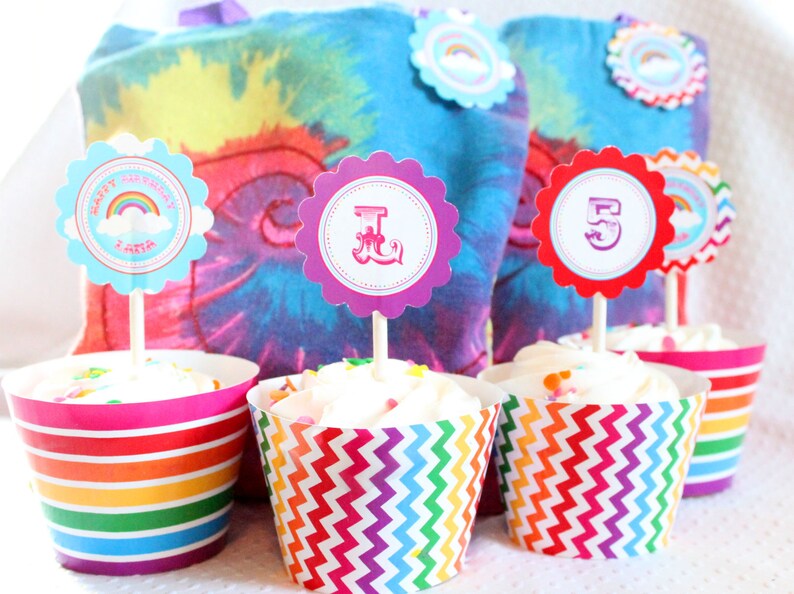 INSTANT DOWNLOAD - the Rainbow Party Collection - Cupcake Wrappers - Etsy