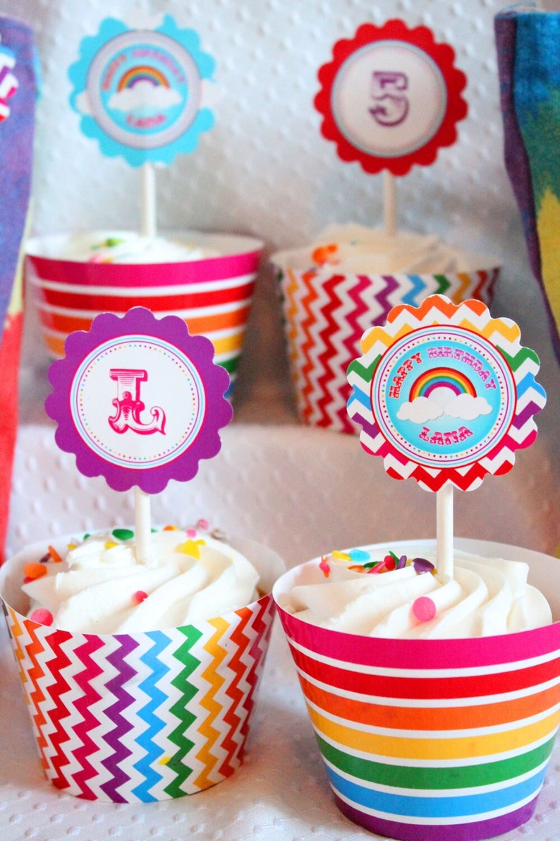 INSTANT DOWNLOAD - the Rainbow Party Collection - Cupcake Wrappers - Etsy
