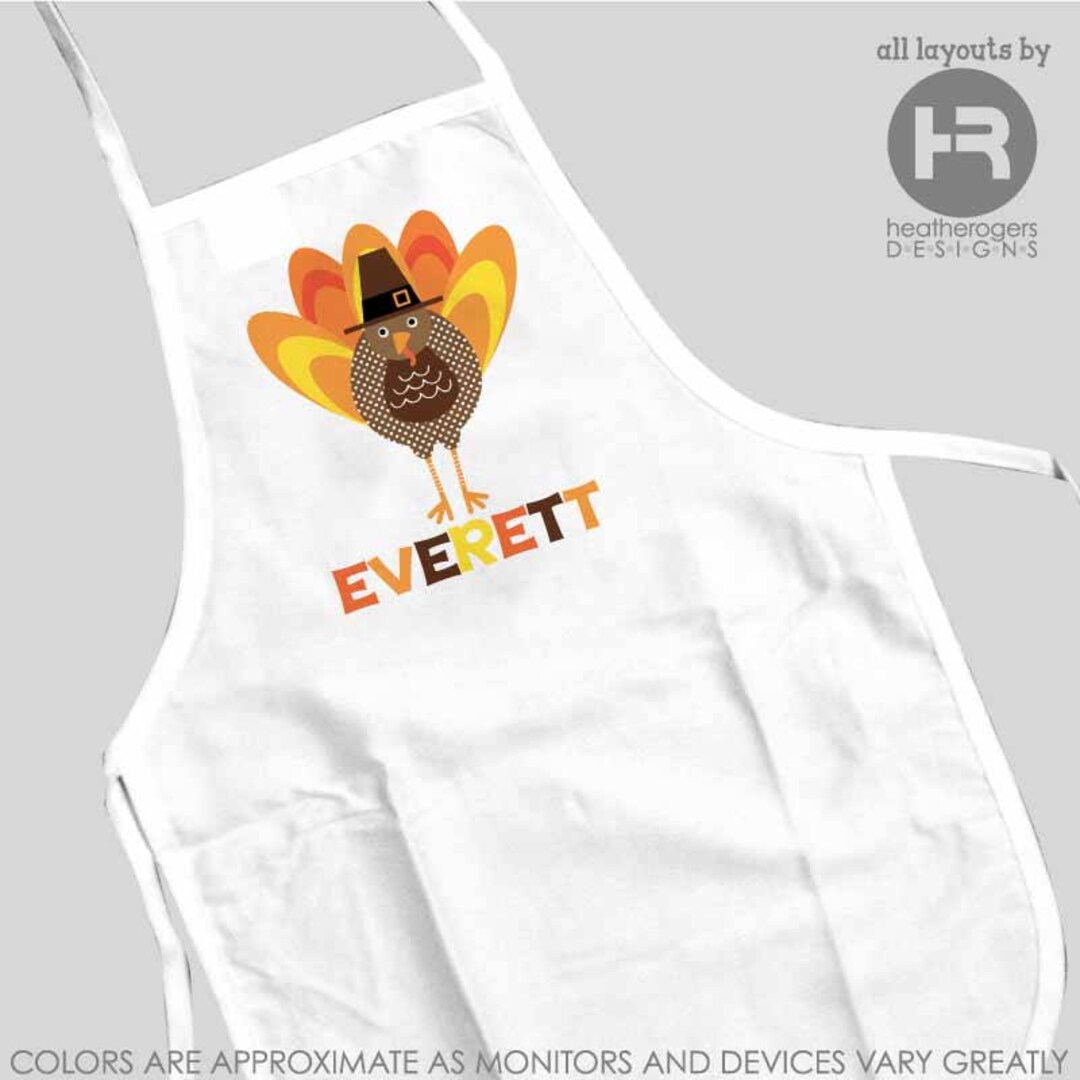 Thanksgiving Apron Turkey Apron Adult Size or Kids Size Monogram Turkey ...