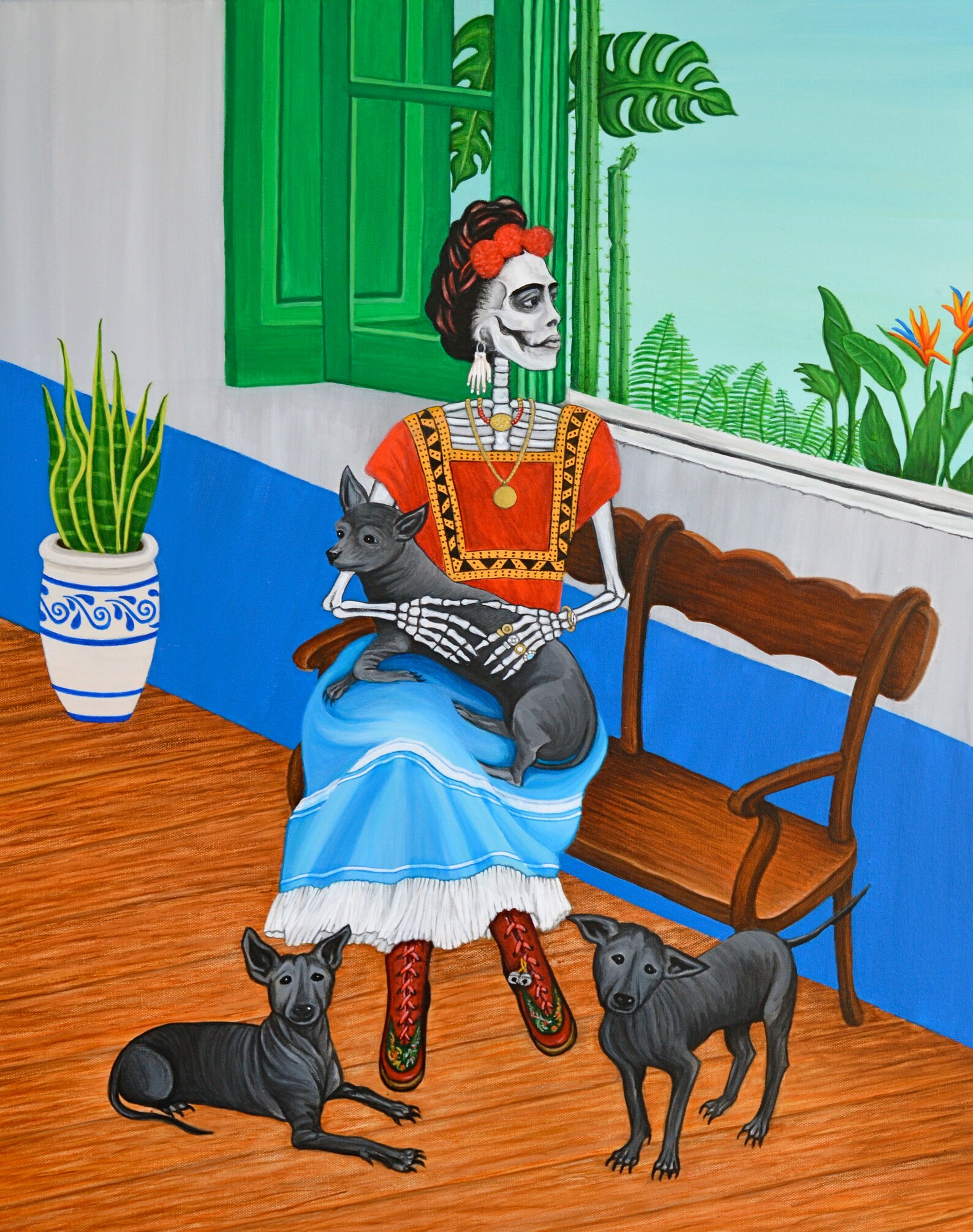 El Itzcuintli Y Yo Dia De Los Muertos 8x10 Print by Evangelina Portillo ...