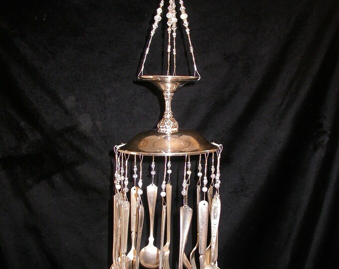 Wind Chimes Silver Plate Candy Dish Silverware Vintage Unique Whimsical ...