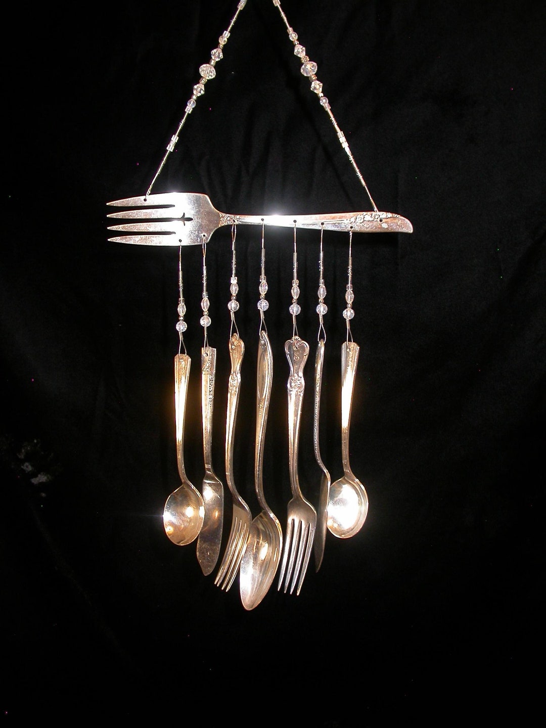 Wind Chimes Silver Plate Serving Fork With Silverware Unique Vintage ...