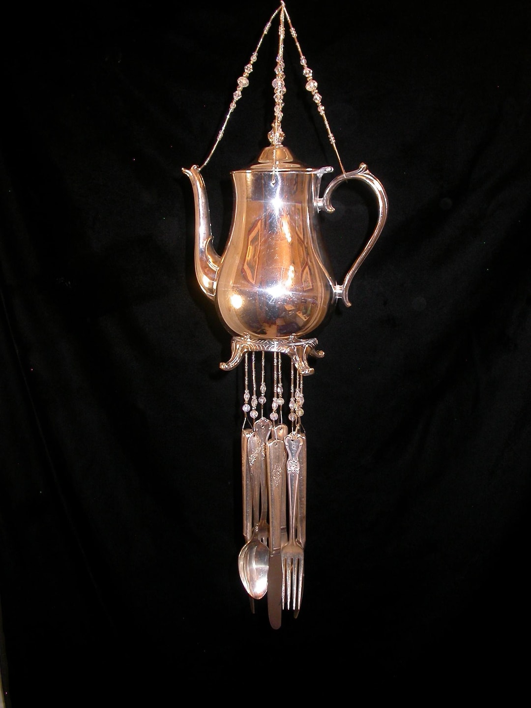 Wind Chimes Silver Plate Vintage Teapot Silverware Unique Handmade ...