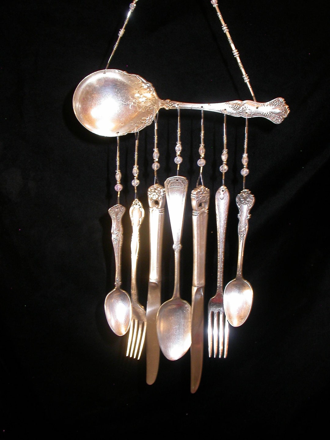 Wind Chimes Silver Plate Serving Spoon With Silverware Unique Vintage ...