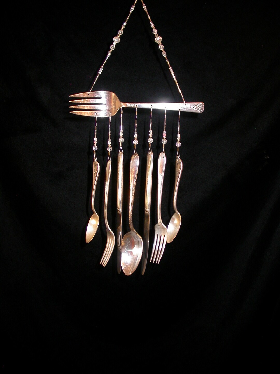 Wind Chimes Silver Plate Serving Fork With Silverware Unique Vintage ...