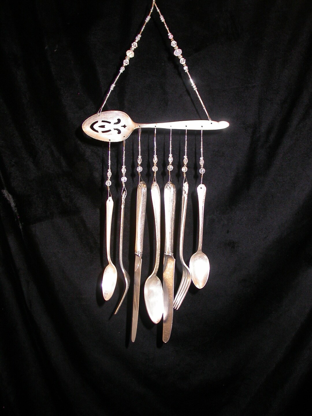 Wind Chimes Silver Plate Serving Spoon With Silverware Unique Vintage ...