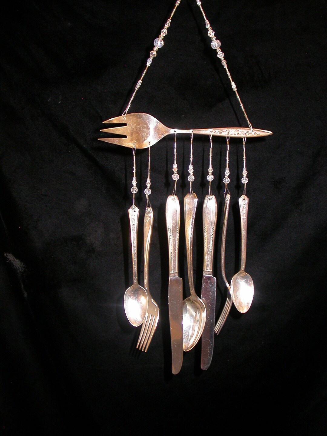 Wind Chimes Silver Plate Serving Fork With Silverware Unique Vintage ...