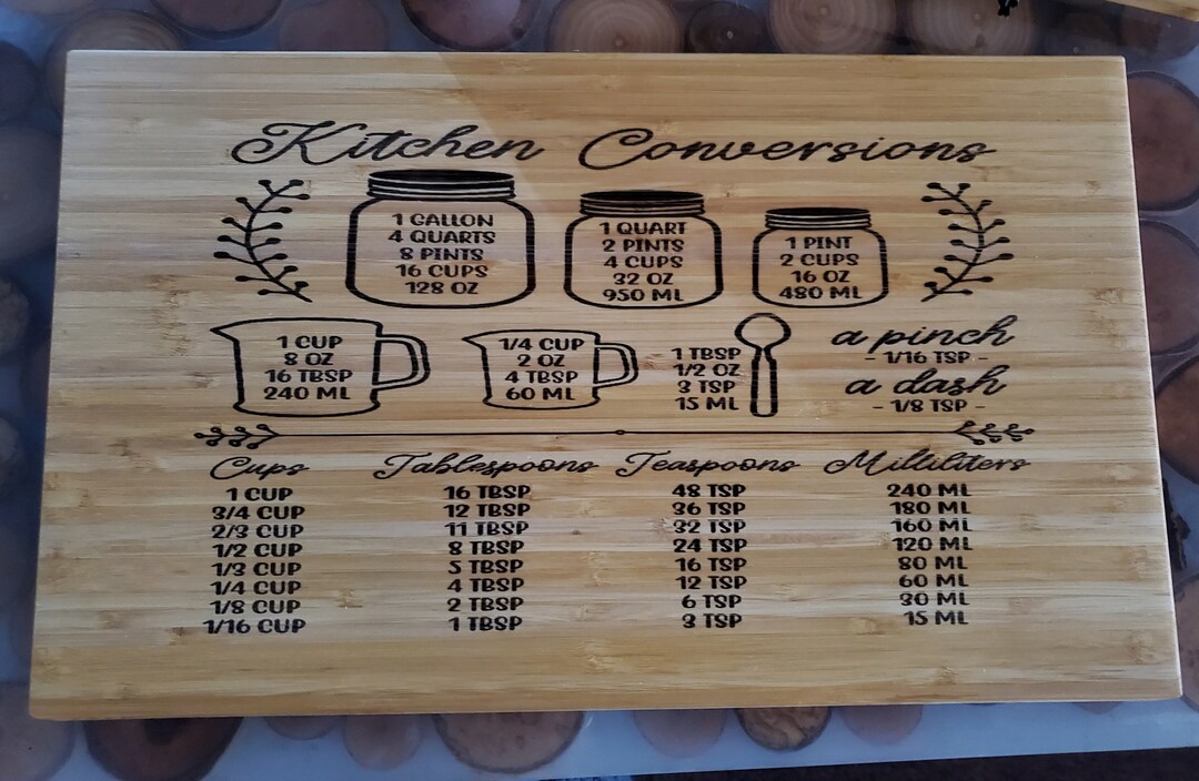 Kitchen Conversion Board, Bamboo Engraved Board, Made to Order Engraved ...