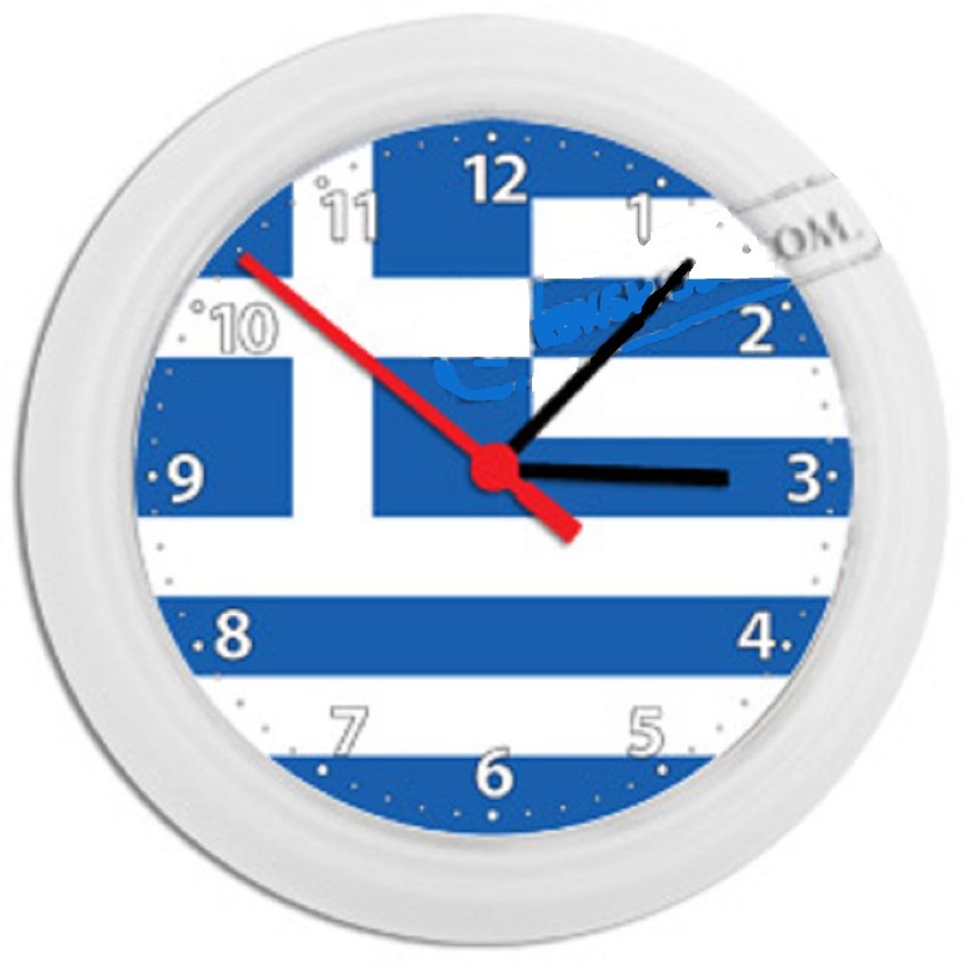 Greek Time - Greek Flag Wall Clock - Etsy