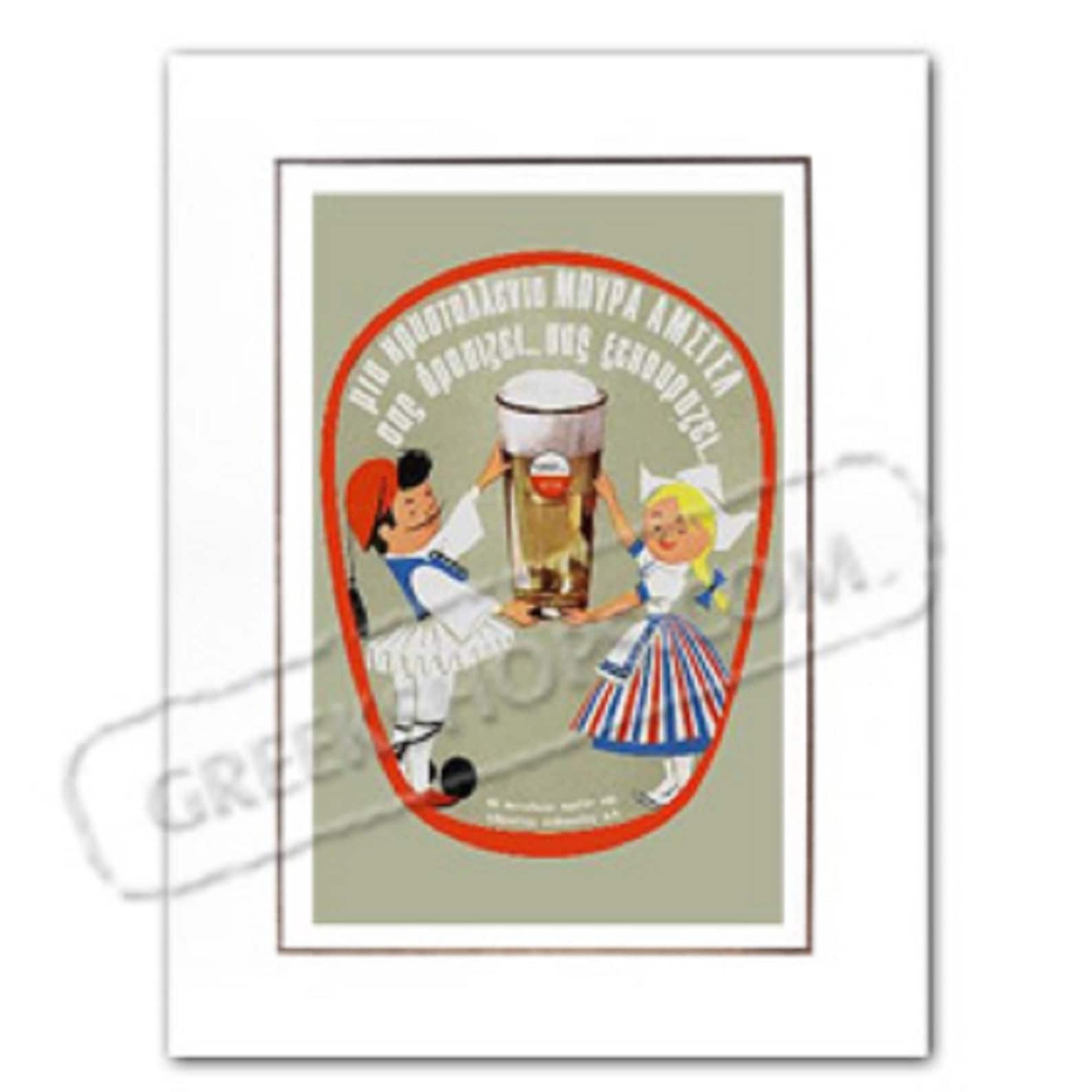 Greek Vintage Advertising Poster - Amstel Beer (1970) - Etsy