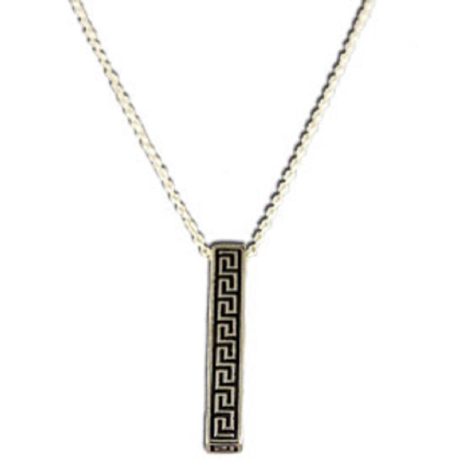Ancient Greek Key Column Sterling Silver Pendant With 16" Chain, Made ...