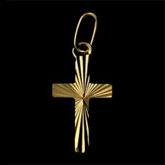 14k Gold Cross Pendant Laser Diamond Cut 12mm Imported - Etsy