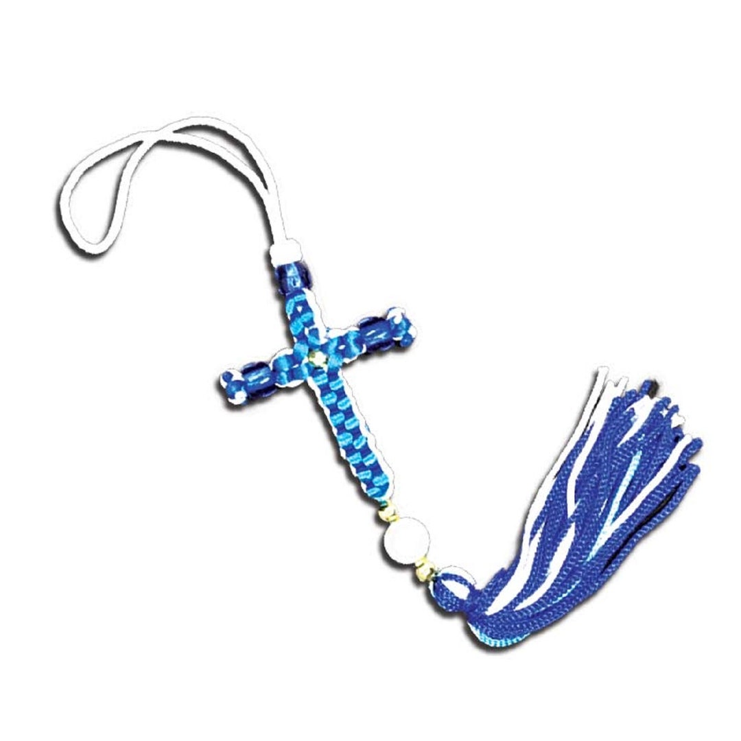 Greek Flag Colors Knotted Cross W/ Tassel 16cm - Etsy