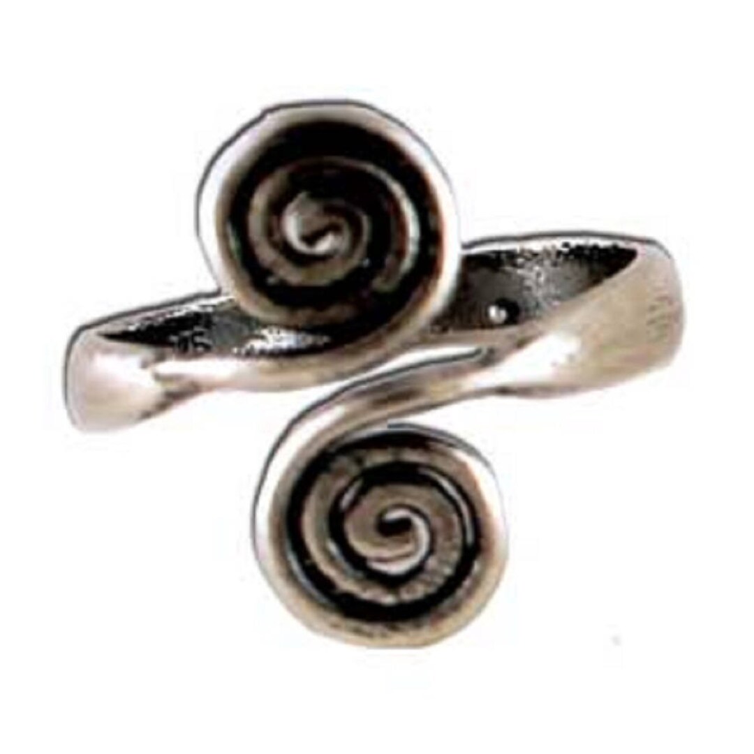Ancient Greek Double Minoan Swirl Oxidized Sterling Silver Adjustable ...