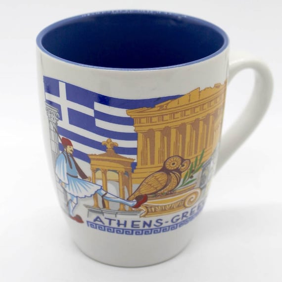 Athens Landscapes W/ Greek Flag Coffee Mug 11oz | Etsy