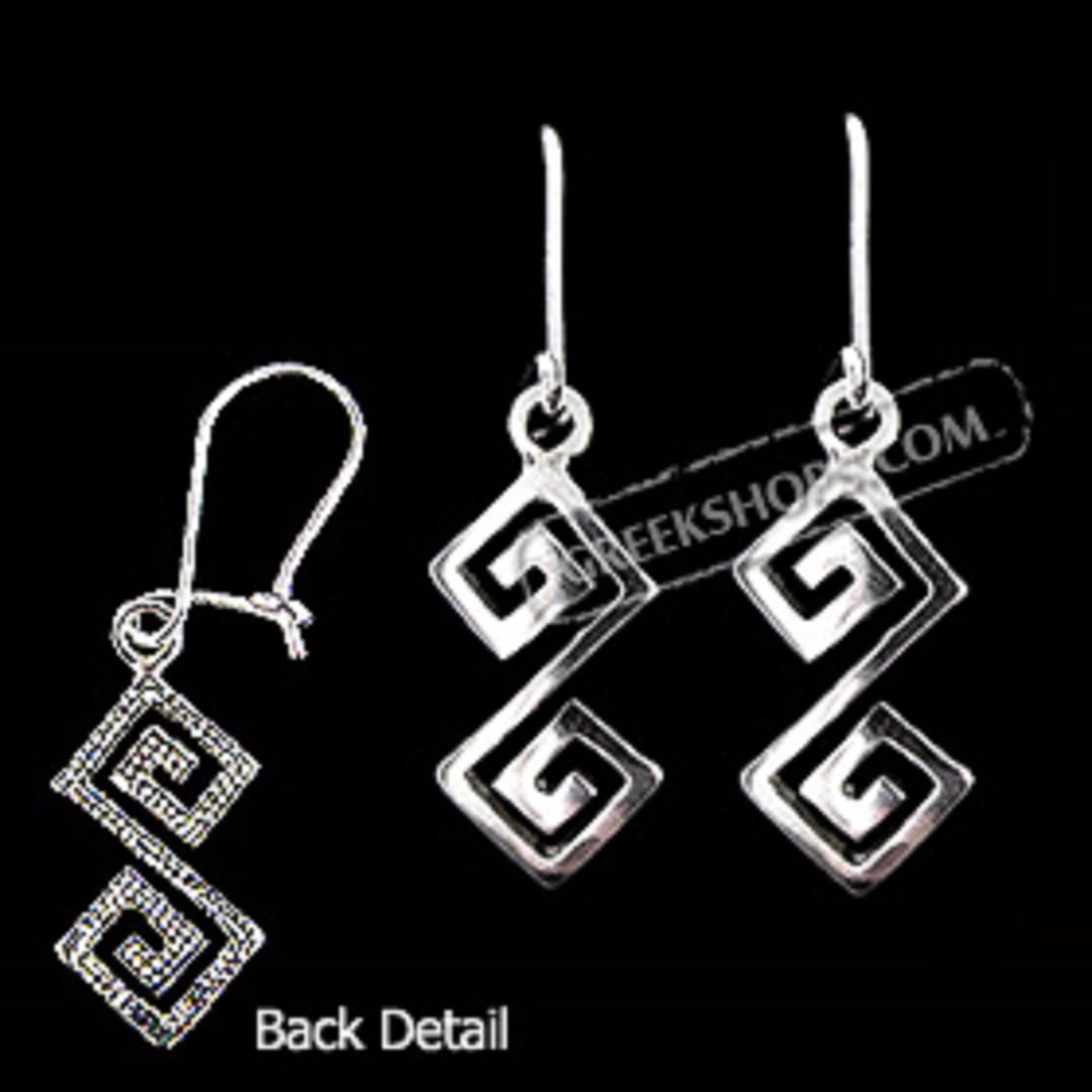 Sterling Silver Hook Earrings - Handcrafted Double Greek Key Motif ...