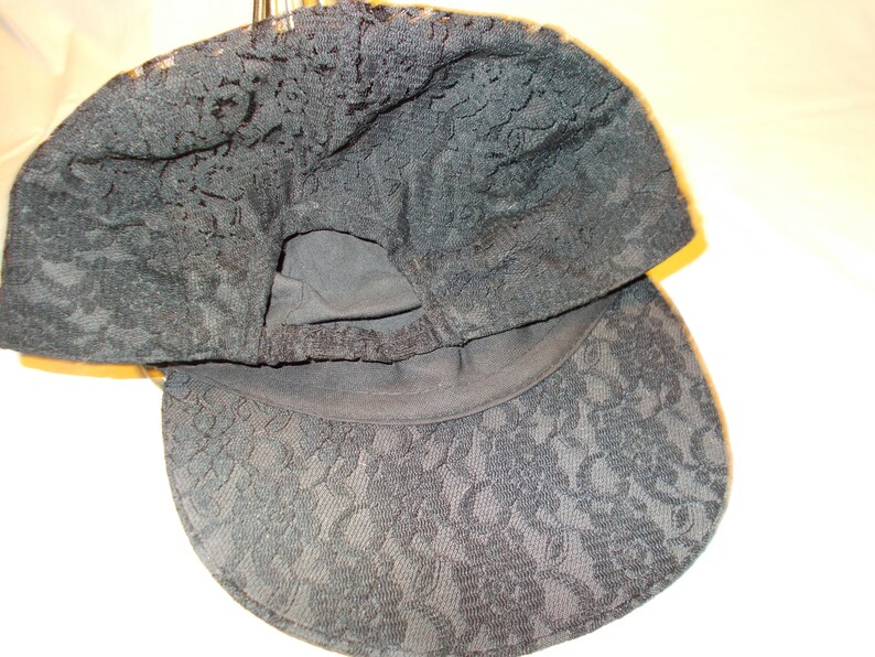 Throwback 1990s Ladies Black Lace Bib Cap Fabric Lining | Etsy