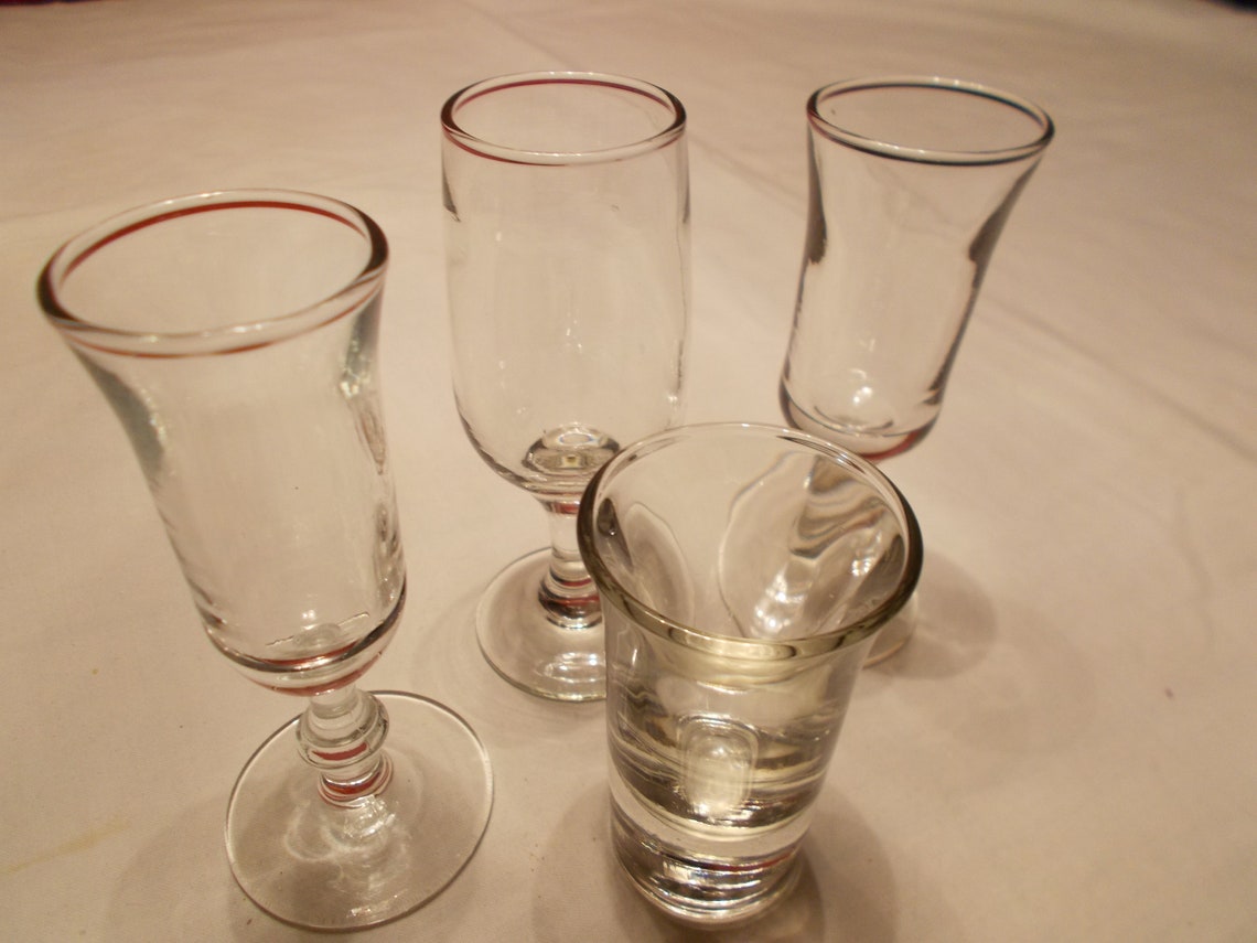 Vintage Assorted Clear Glass Shot Glasses Three Pedestal - Etsy