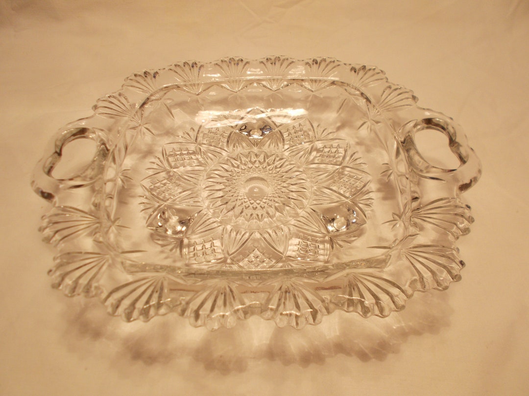 Vintage Square Clear Glass Decorated Serving Dish With Heart - Etsy