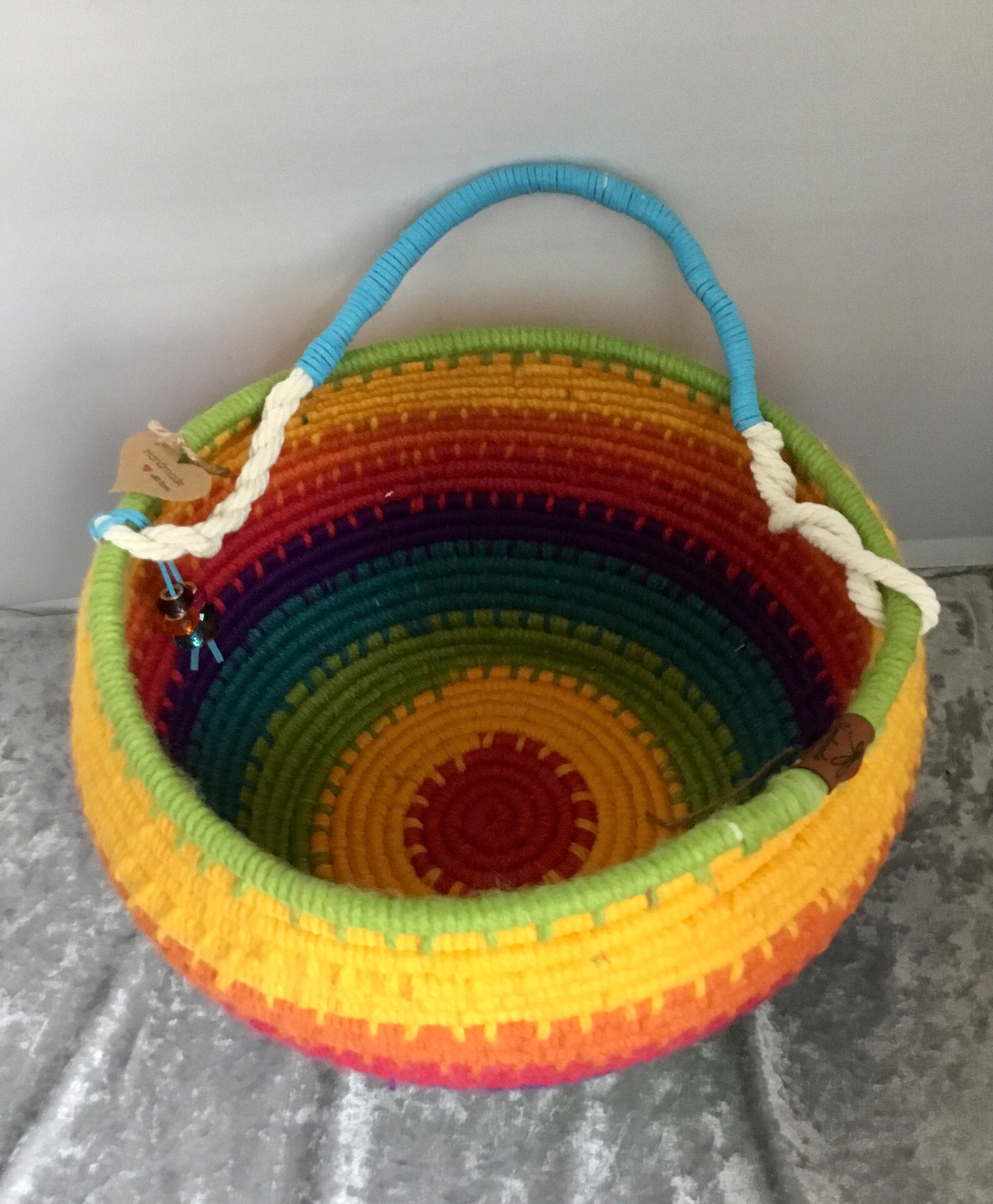 Rainbow Yarn Basket - Etsy