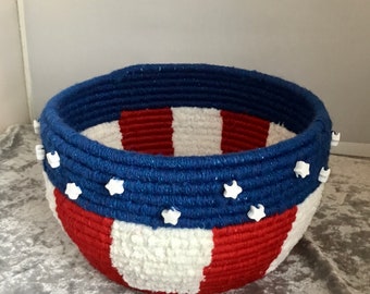 Patriotic Summer Hanging Basket for Front Door, 4th of July Hanging ...