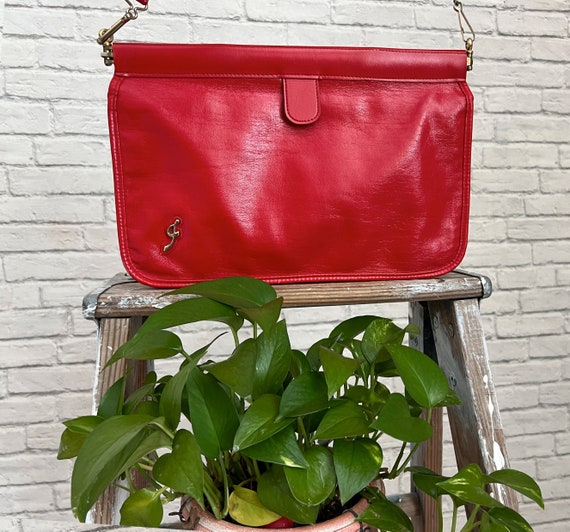 1970's Cabrelli Red Clutch Purse || Vintage Retro Hex… - Gem