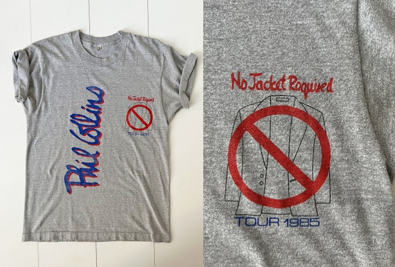 1985 Phil Collins Tour Tee No Jackets Required Offi… Gem