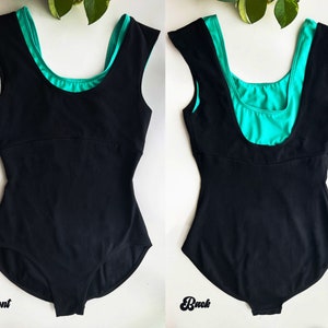 70s Aerobic Leotard | Small to Medium Size | Black Spandex Cotton Lycra ...