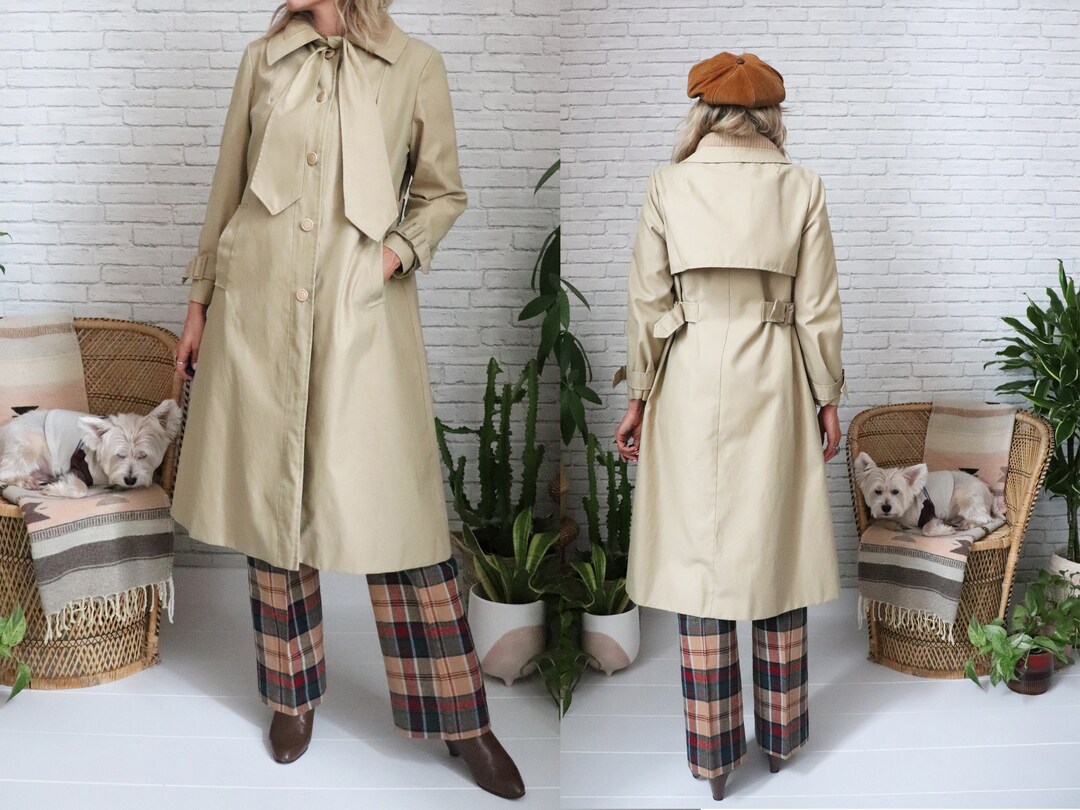 1970's Bowed Trench Coat Small Size Niccolini Beige Tan Rain Jacket ...