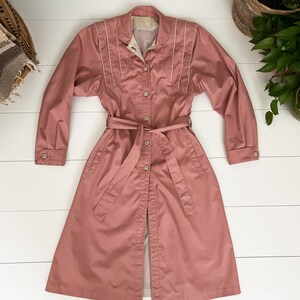 1970s Dusty Rose Trench Coat | Small Size | Retro Pink Rain Jacket ...