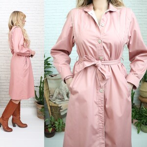1970s Dusty Rose Trench Coat | Small Size | Retro Pink Rain Jacket ...