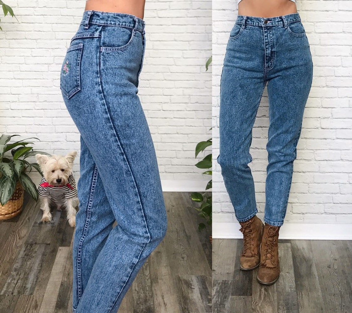 80s Slim Stretch Jeans 27 To 28 1980s Skinny Stretchy Denim | Etsy