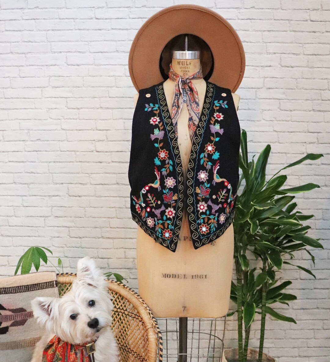 70s Mirror Work Vest | Small Size | Vintage Black Cotton Bohemian ...