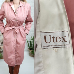 1970s Dusty Rose Trench Coat | Small Size | Retro Pink Rain Jacket ...