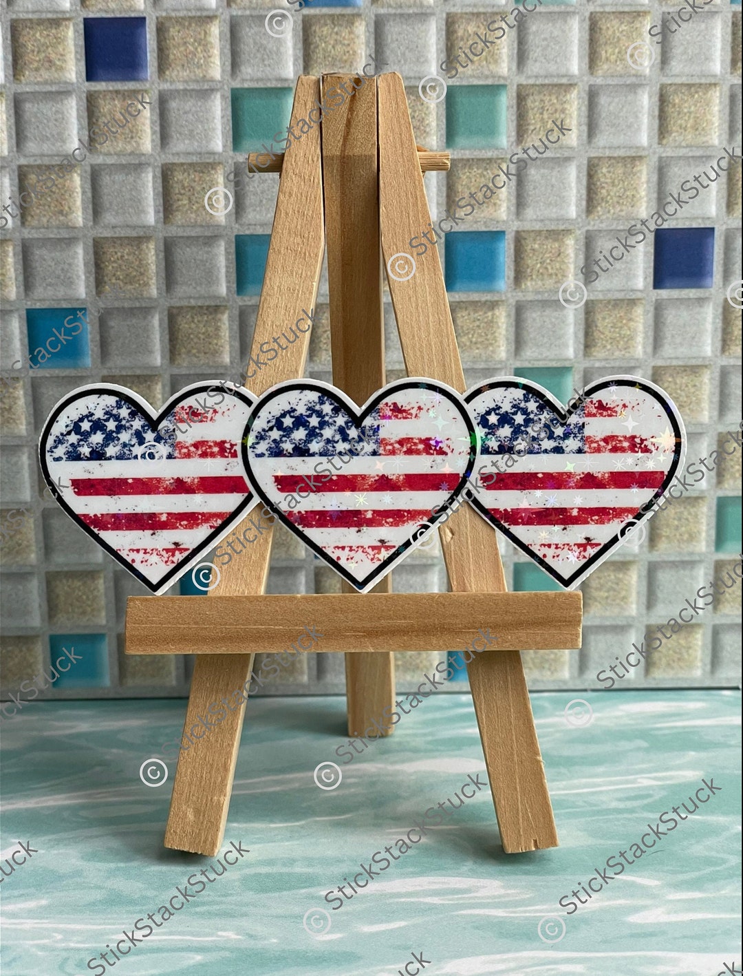 3 Flag Hearts Vinyl Sticker - Etsy