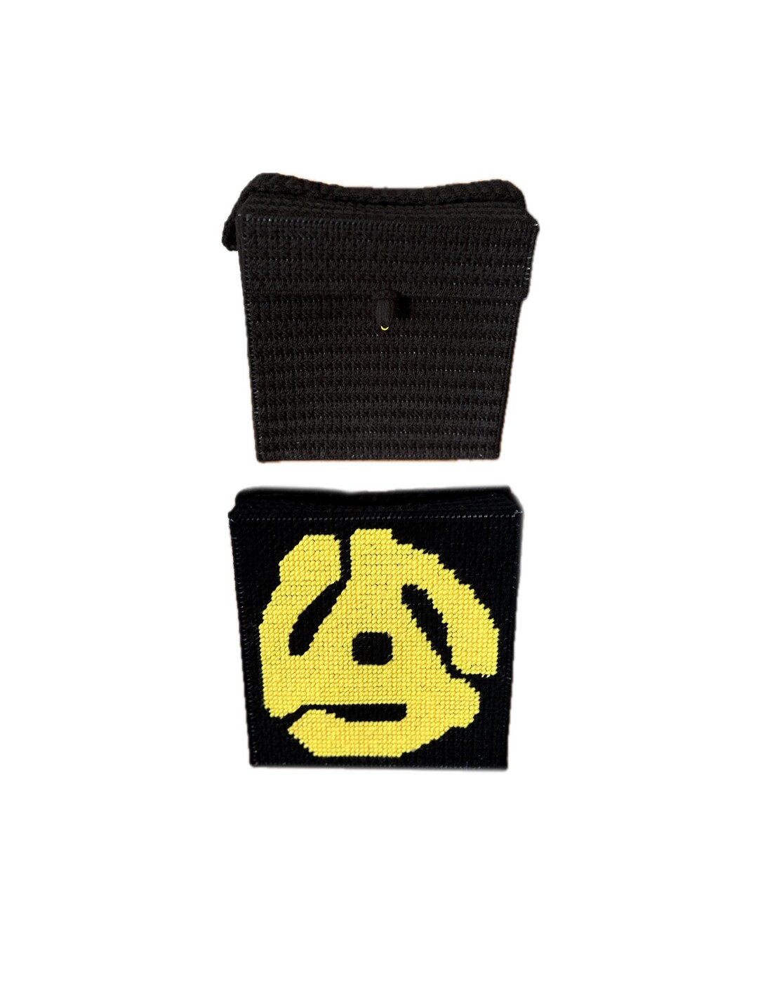 45 Adapter Needlepoint 7" Vinyl Record Box 45rpm Carrier Cross Stitch ...