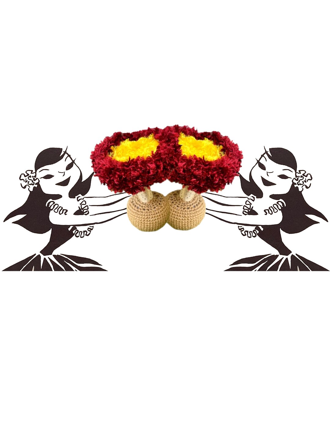 Crochet 'uli'uli Rattle Feather Gourd Hawaiian Instrument Hula Shaker ...