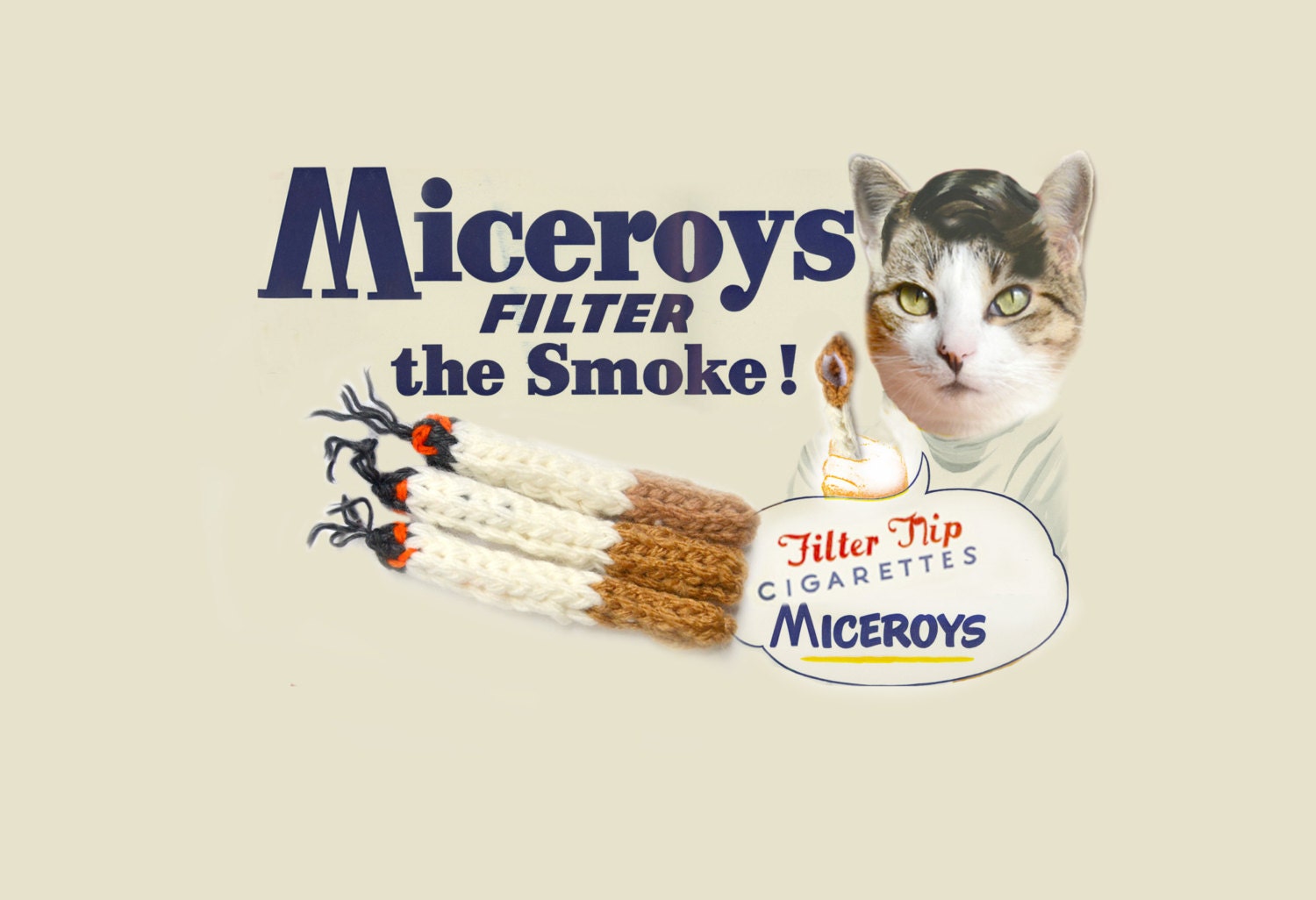 Knitted Cigs Catnip Toys Niparette Cigarette Cats Kitten Cat - Etsy