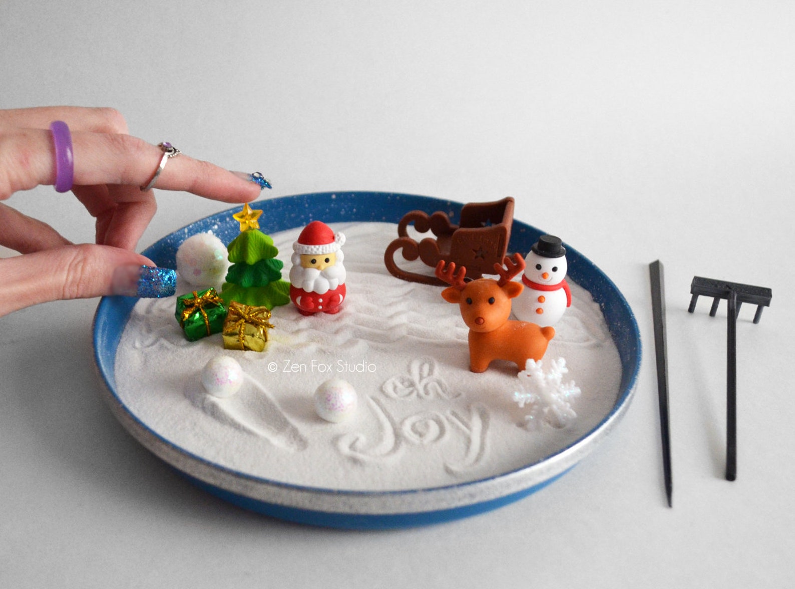 Christmas Zen Garden // Santa Holiday Decor Snowman Winter - Etsy