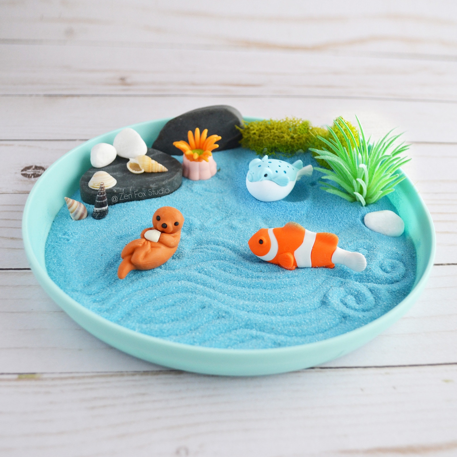 Mini Ocean Zen Garden // Beach Sand Blue Desk Accessory DIY - Etsy Canada