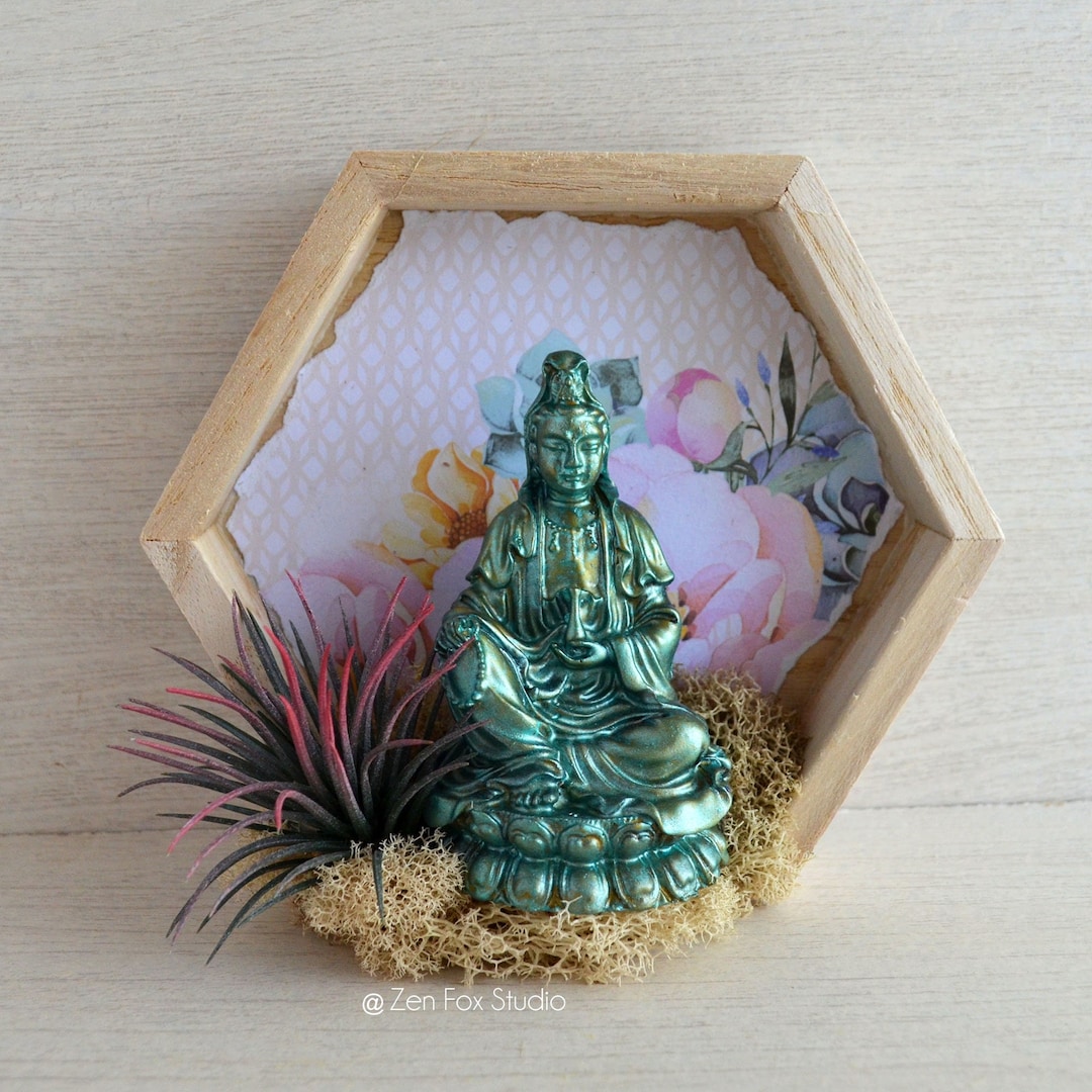 Kuan Yin Wall Art // Goddess Statue Floral Office Decor Female Buddha ...