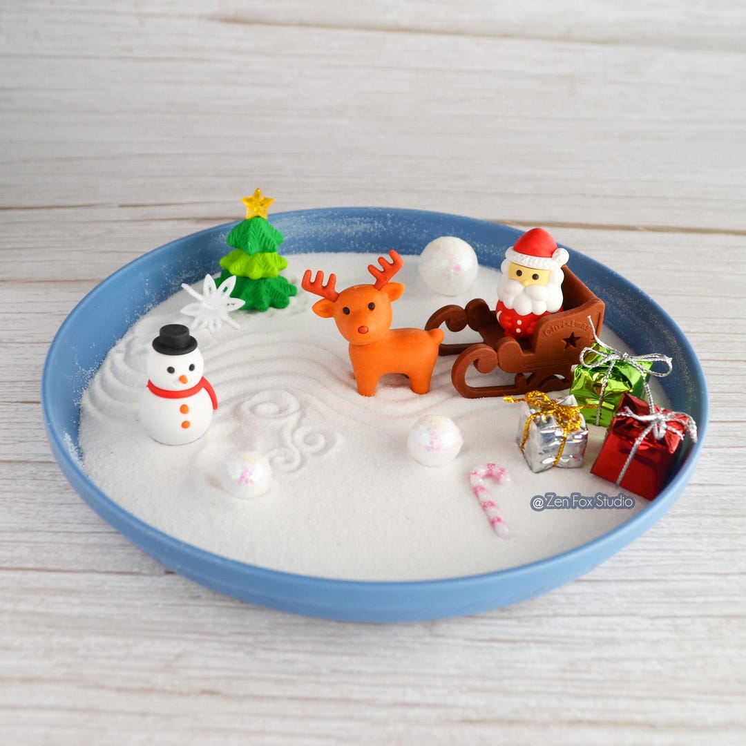 Christmas Zen Garden // Santa Holiday Decor Snowman Winter Fairy Garden ...
