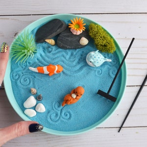 Mini Ocean Zen Garden // Beach Sand Blue Desk Accessory DIY - Etsy